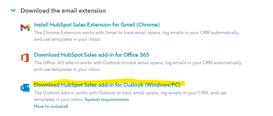 Connecting HubSpot Add-On for Microsoft Outlook