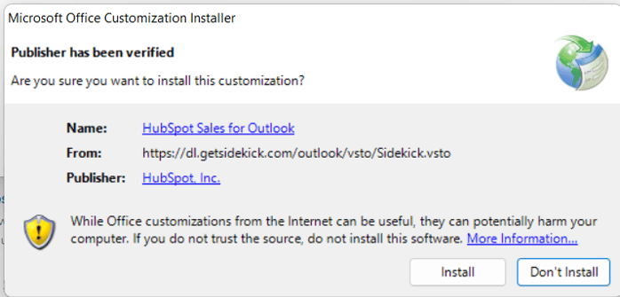 Connecting HubSpot Add-On for Microsoft Outlook