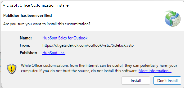 Connecting HubSpot Add-On for Microsoft Outlook
